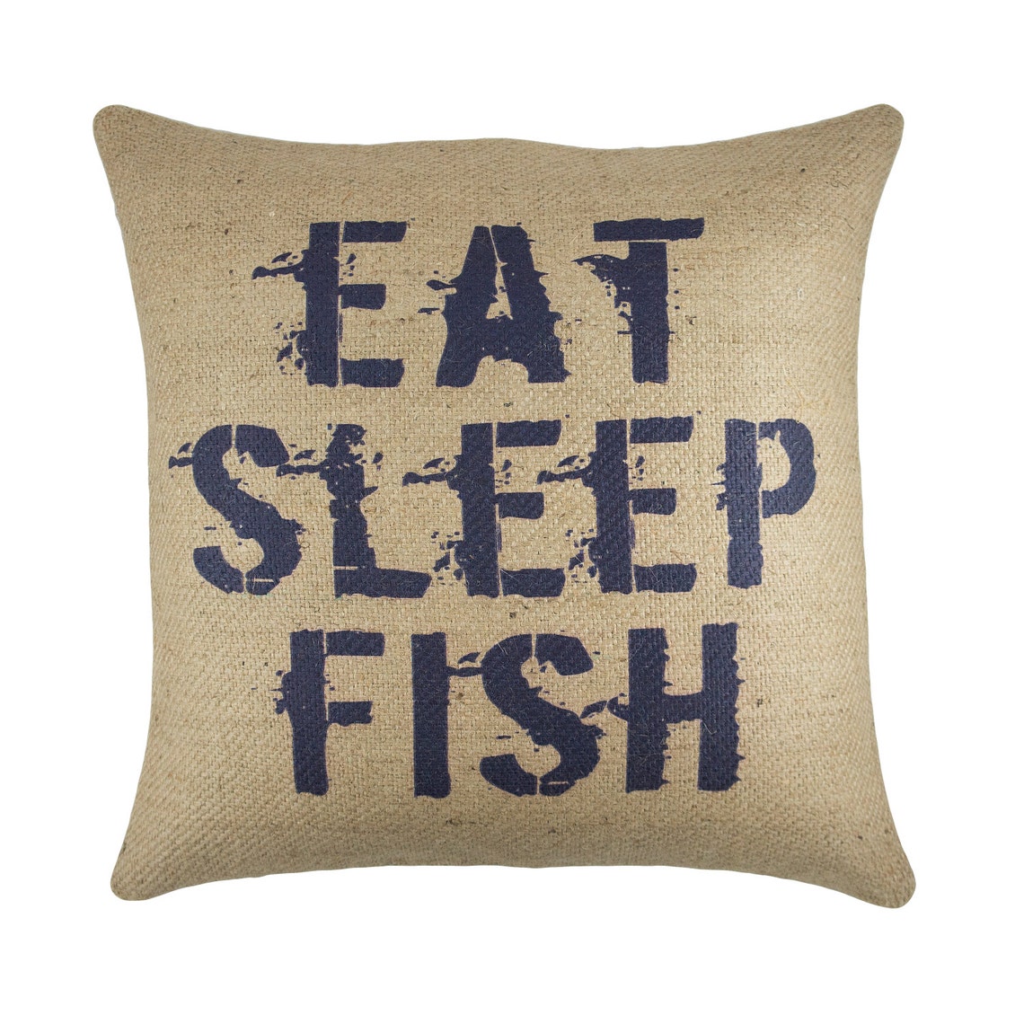 Eat Sleep Fish Pillow Burlap Rustic Pillow Fishing Decor - Etsy