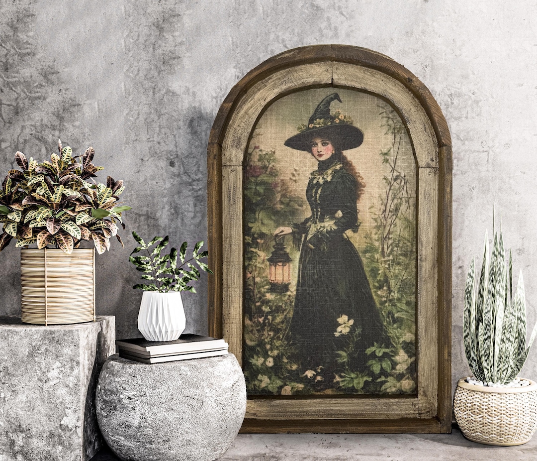 Witch in Her Garden Art | Gothic Cottagecore Wall Decor in Solid Wood ...