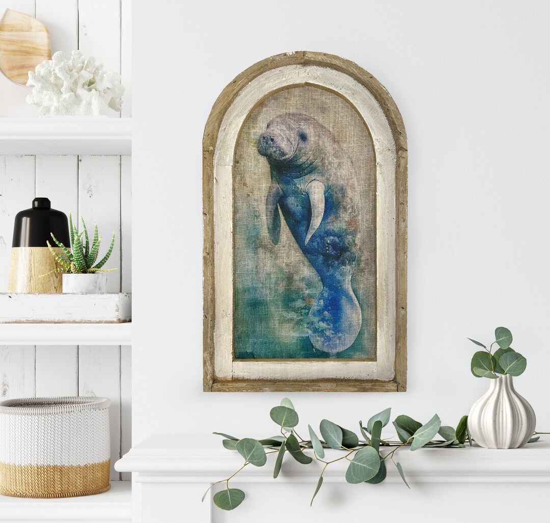 Manatee Wall Art | 14" X 22" | Coastal Bathroom Decor | Coastal Wall ...
