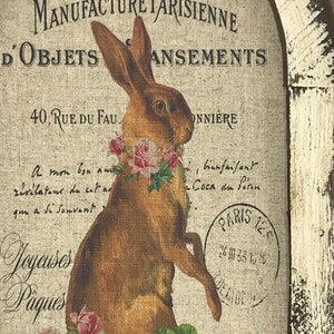 Rabbit Wall Art | 14" X 22" | Arch Window Frame | Linen Wall Hanging ...