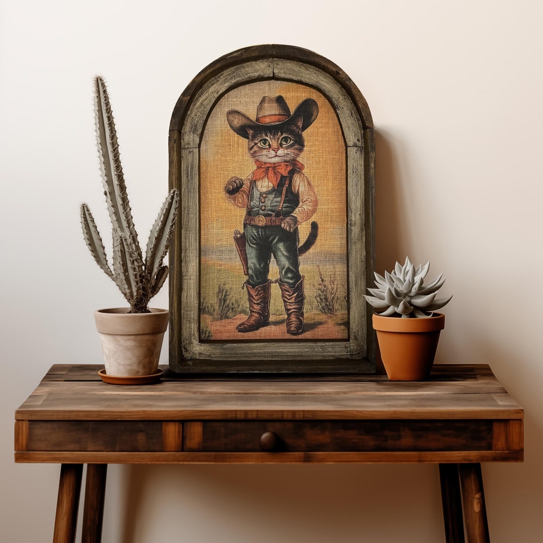 Cowboy Cat Wall Decor | 14" X 22" | Western Cowboy Wall Art | Cowboy ...