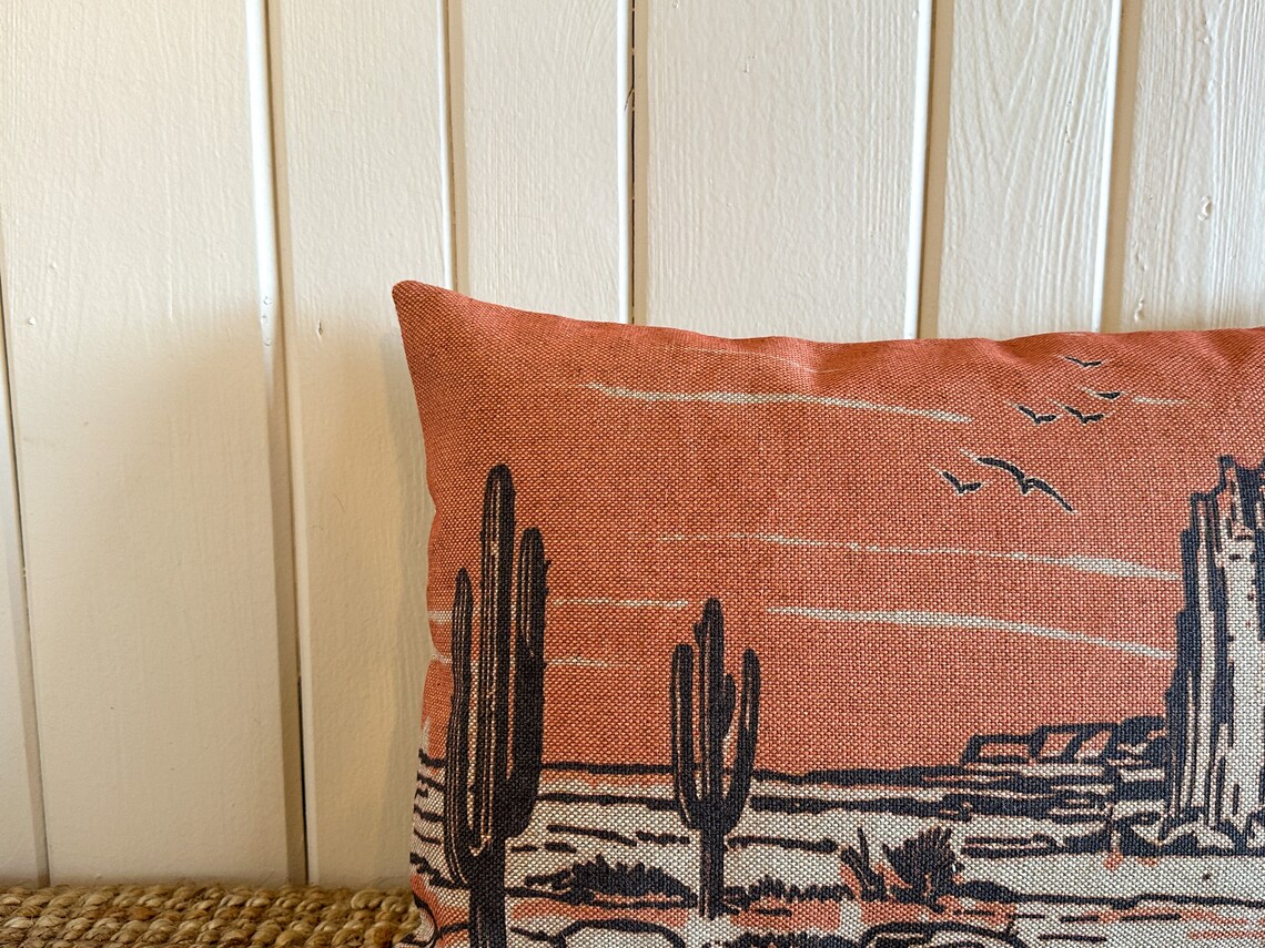 Western Throw Pillow | Southwestern Decor | Cactus Lumbar Pillow ...