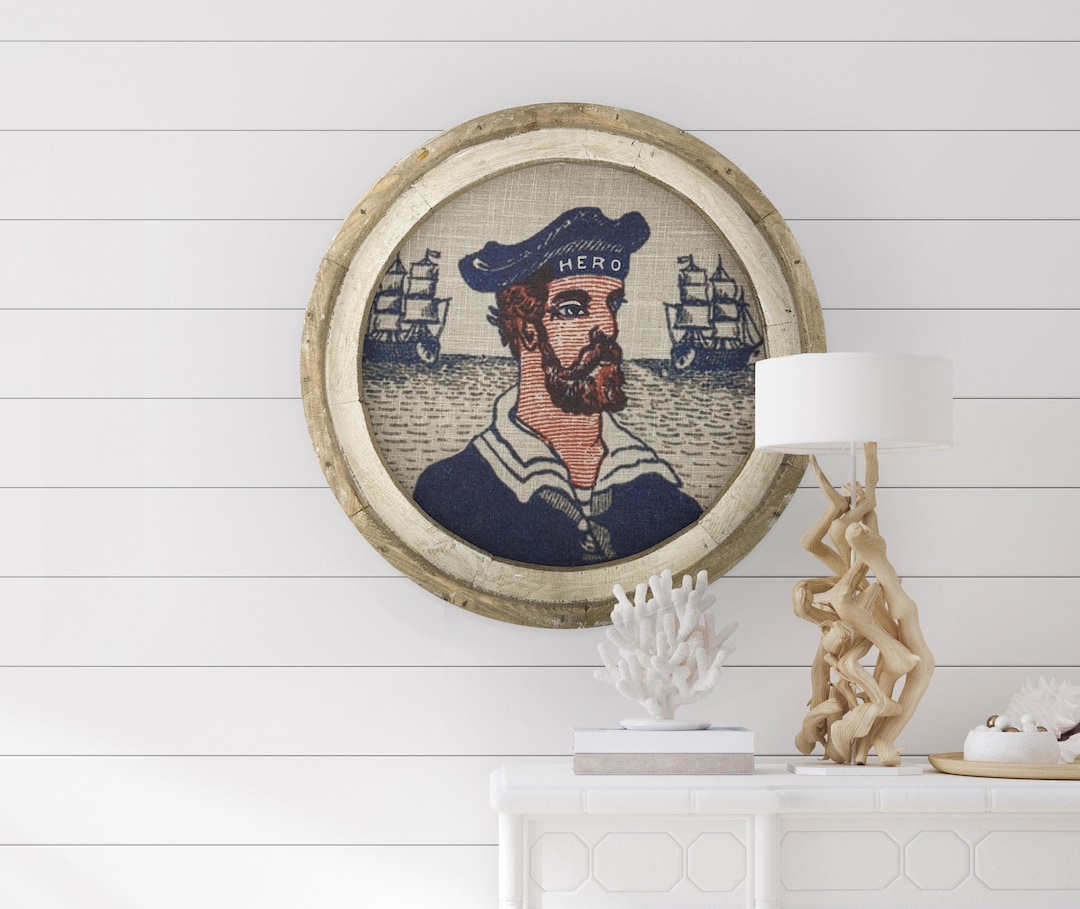 Ship Captain Wall Art | 20" X 20" | Coastal Wall Decor | Linen & Burlap ...