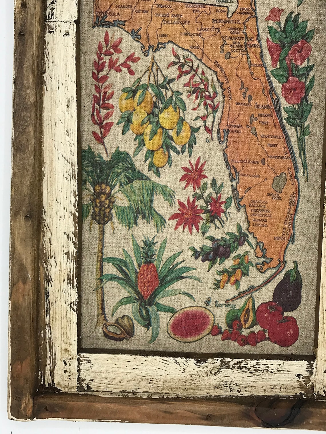 Florida Map Wall Art 14 X 22 Arch Window Frame | Etsy
