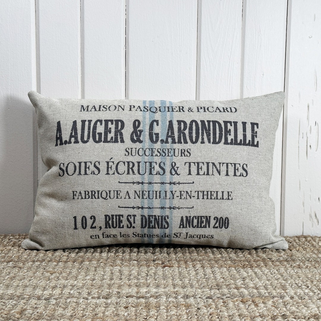 French Country Throw Pillow | Farmhouse Decor | Grain Sack Lumbar ...