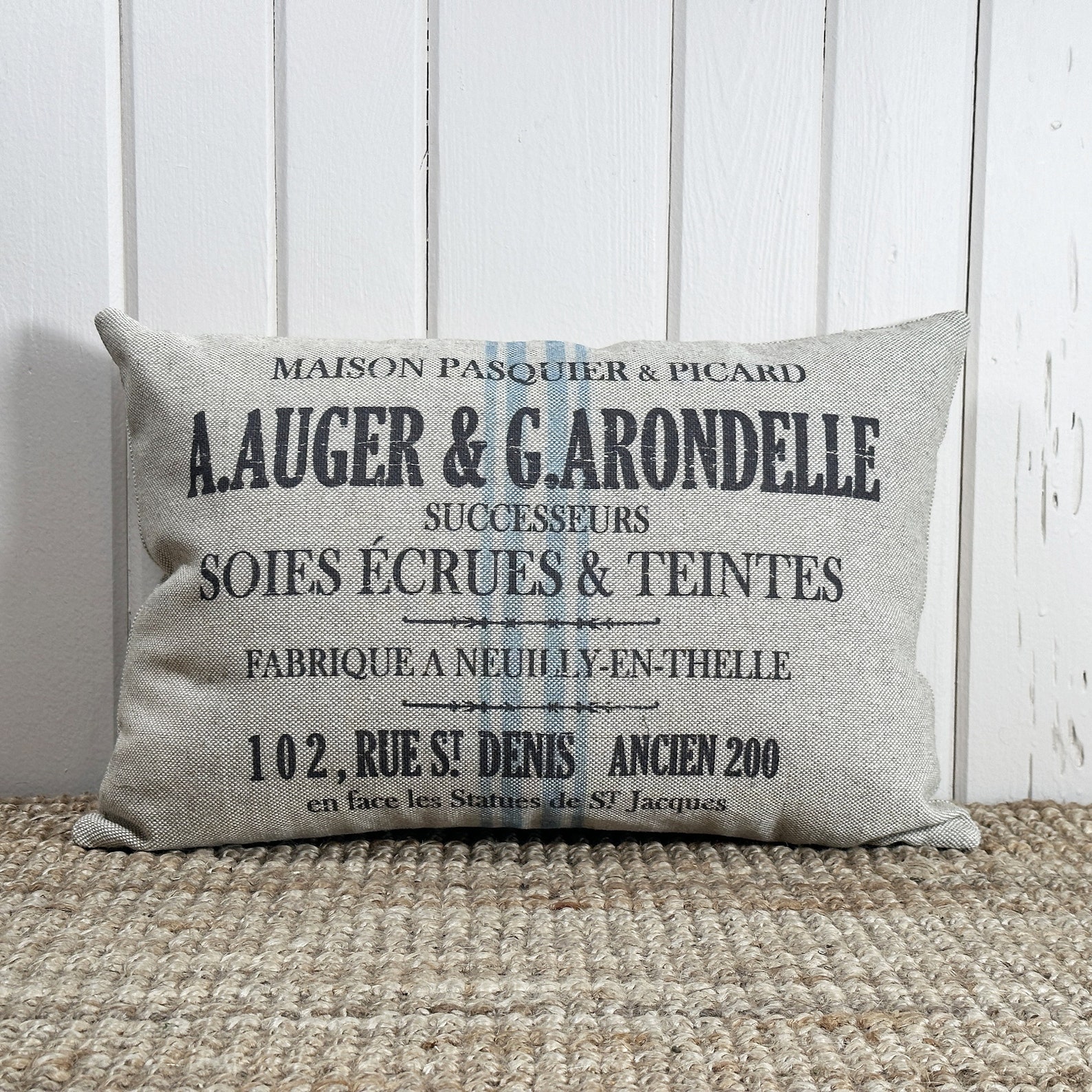 French Country Throw Pillow | Farmhouse Decor | Grain Sack Lumbar ...