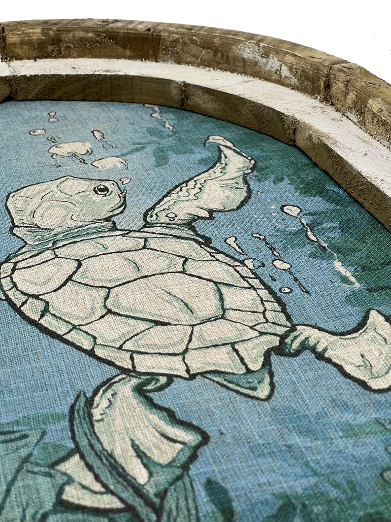 Sea Turtle Wall Art Coastal Wall Decor Linen & Distressed - Etsy