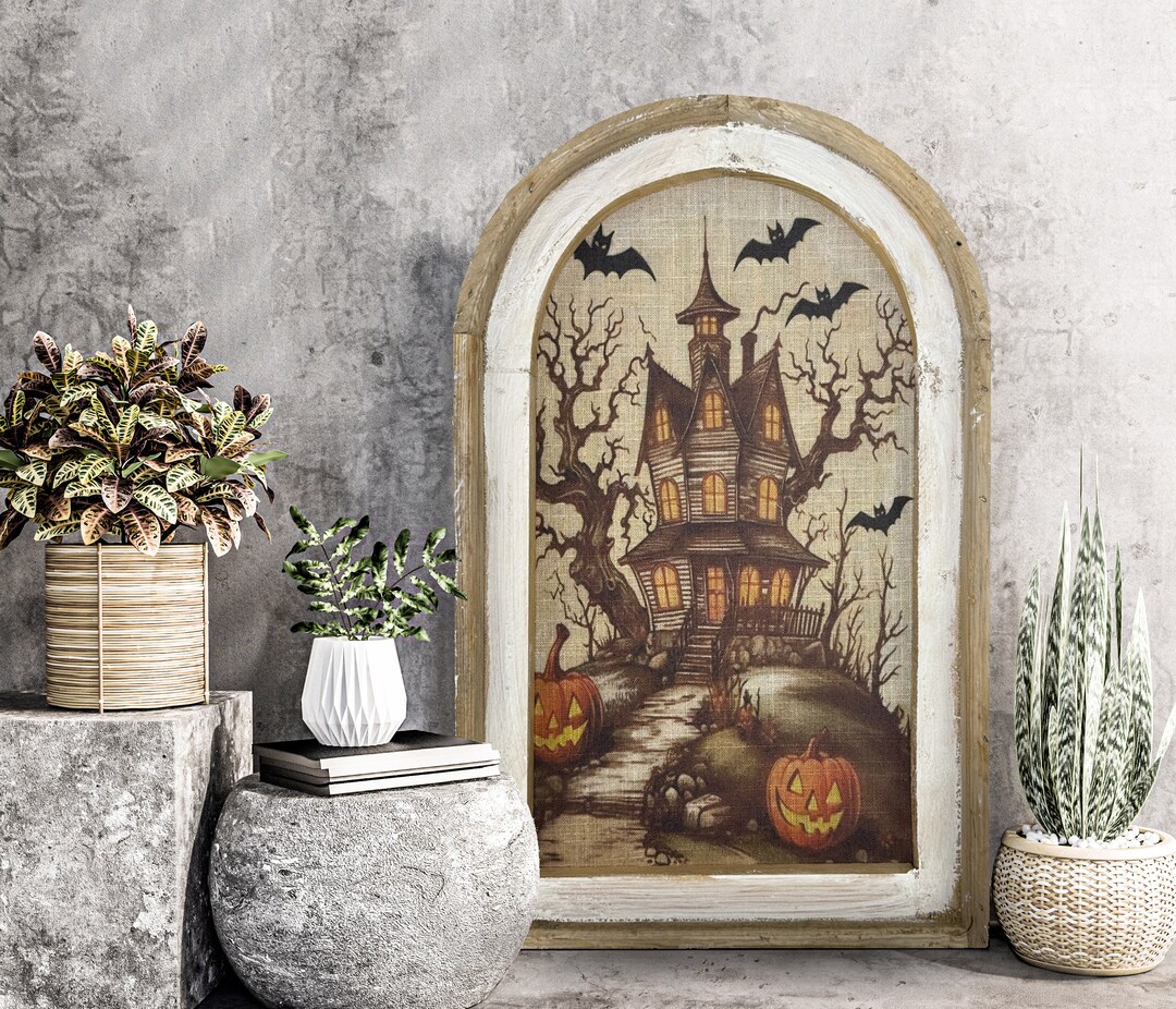 Haunted House Wall Art | Halloween Decor | Farmhouse Wall Art | Gothic ...