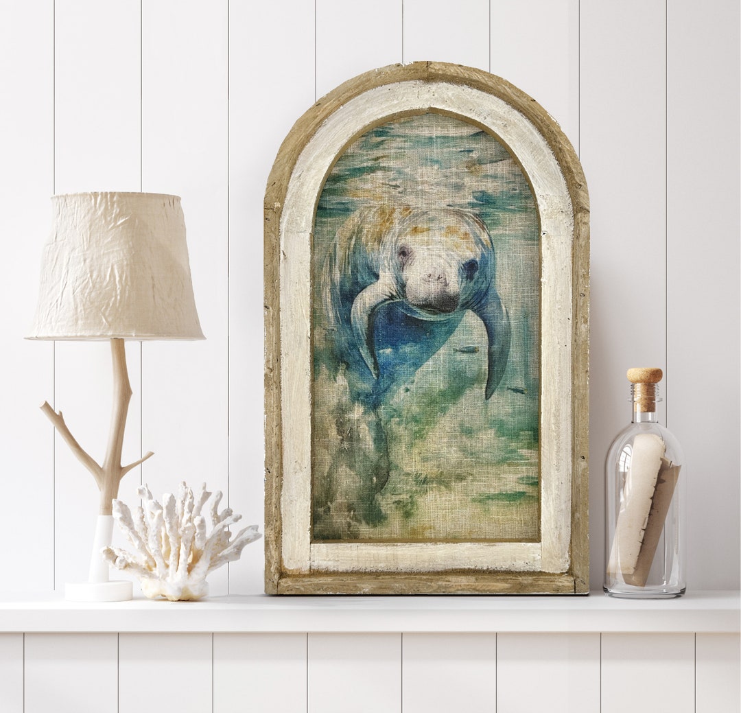 Florida Manatee Wall Art | 14" X 22" | Coastal Bathroom Decor | Coastal ...