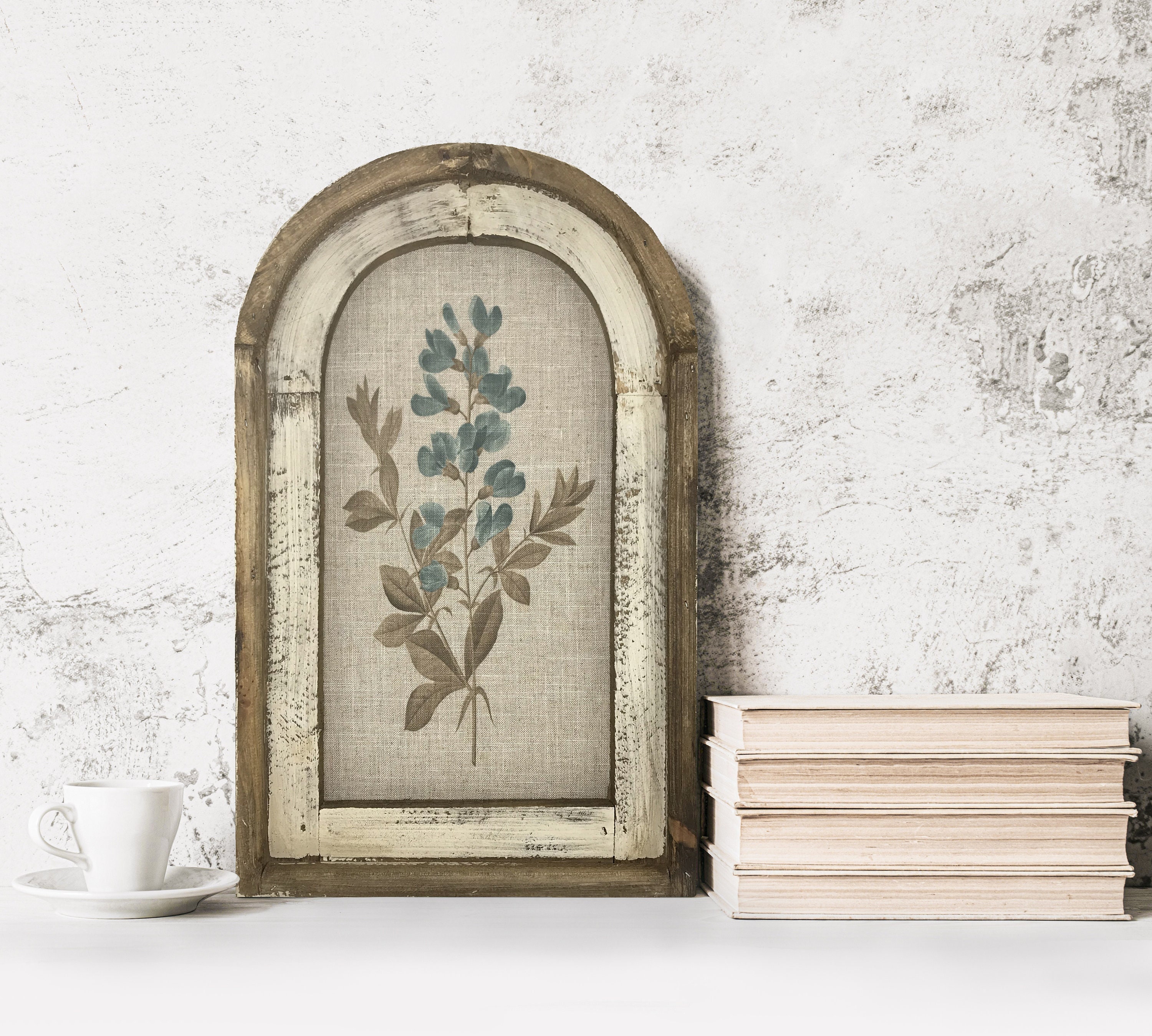 Floral Wall Art | Farmhouse Decor | Arch Window Frame | Linen Wall ...
