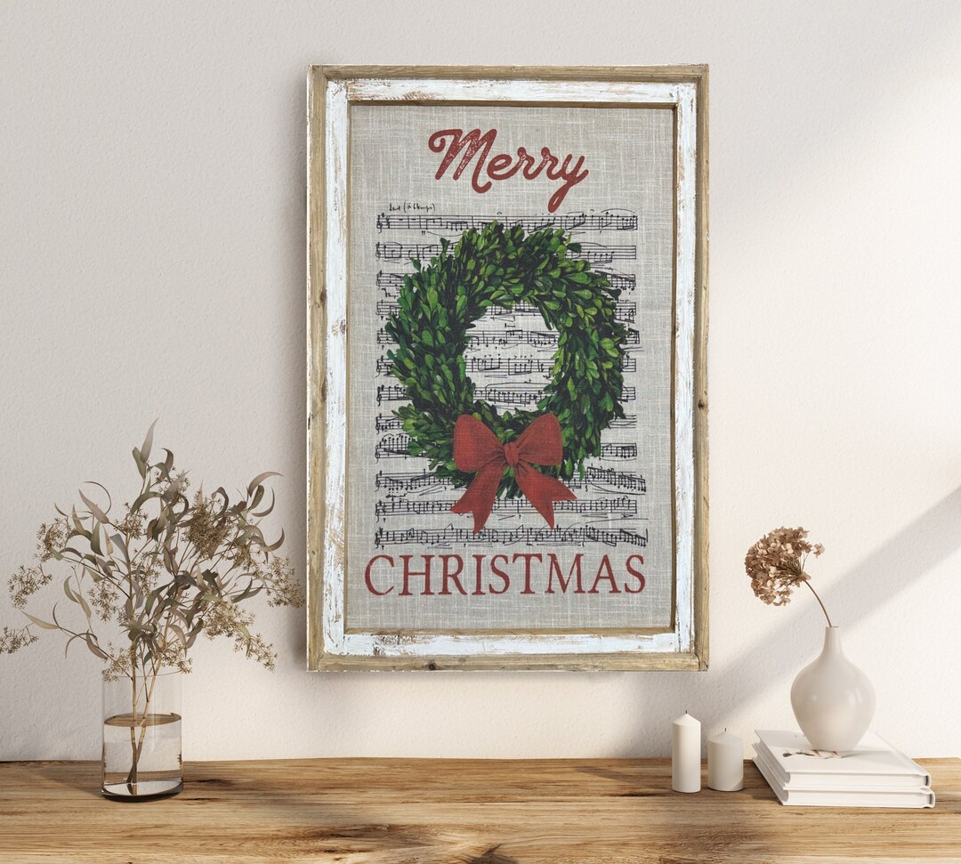 Merry Christmas Wall Decor | 24" X 36" | Farmhouse Wall Art | Rustic ...