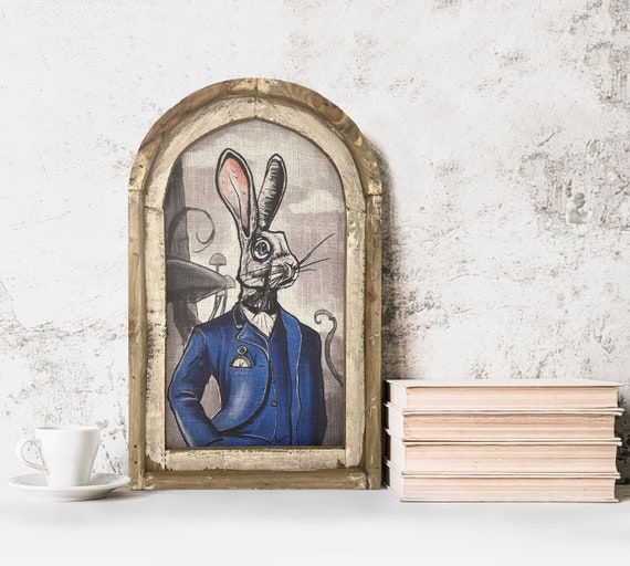 White Rabbit Wall Art 14 X 22 Eclectic Wall | Etsy