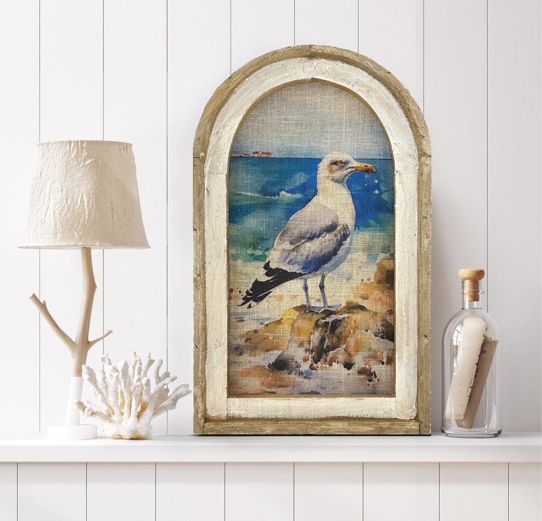 Seagull Wall Art | 14" X 22" | Coastal Bathroom Decor | Coastal Wall ...