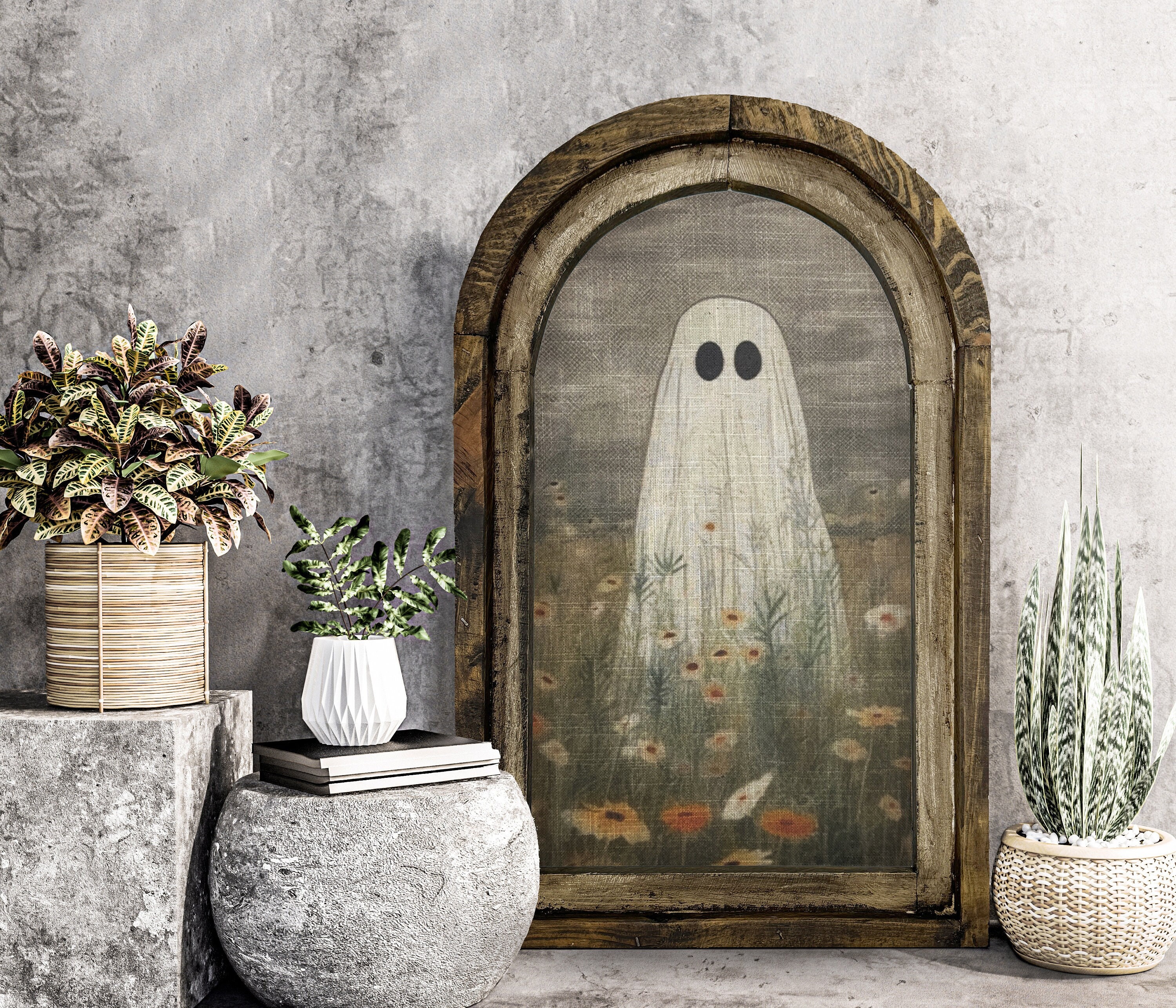 Spooky Wall Decor Halloween Ghost Decor Halloween Wall Art Gothic Wall Decor Eclectic Framed Art 14 x 22