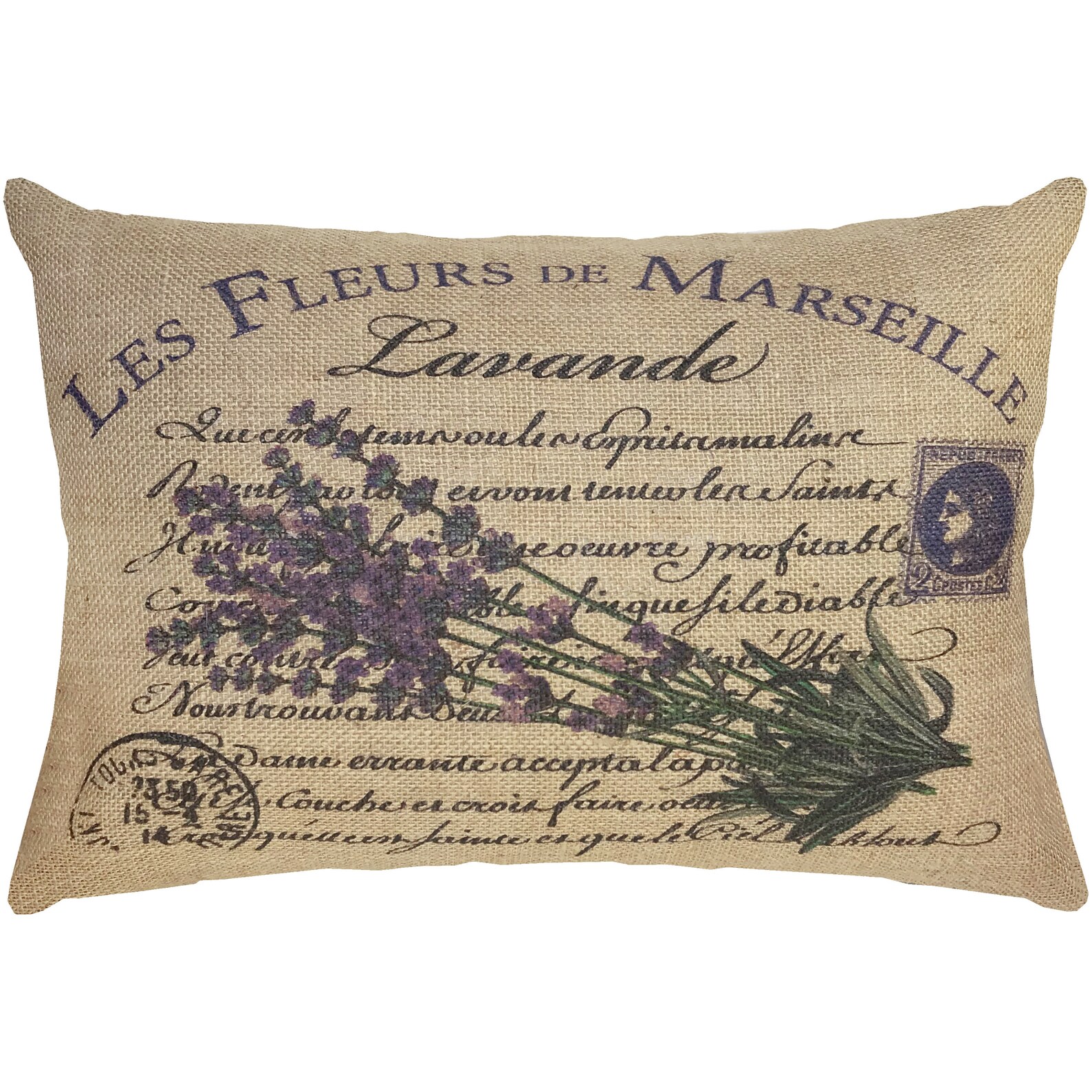 Lavender Burlap Pillow French Country Lumbar Pillow Country - Etsy