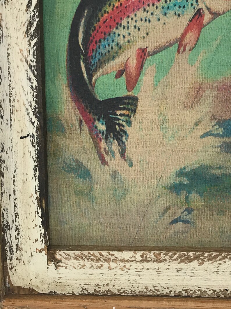Trout Wall Art | 14" X 22" | Arch Window Frame | Linen Wall Hanging ...
