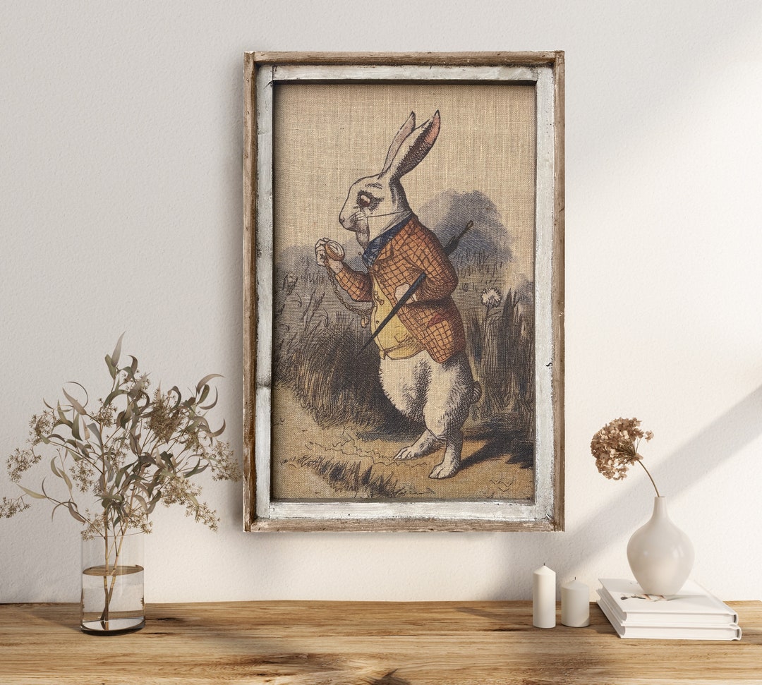 White Rabbit Wall Art | 24" X 36" | Eclectic Decor | Storybook Wall Art ...