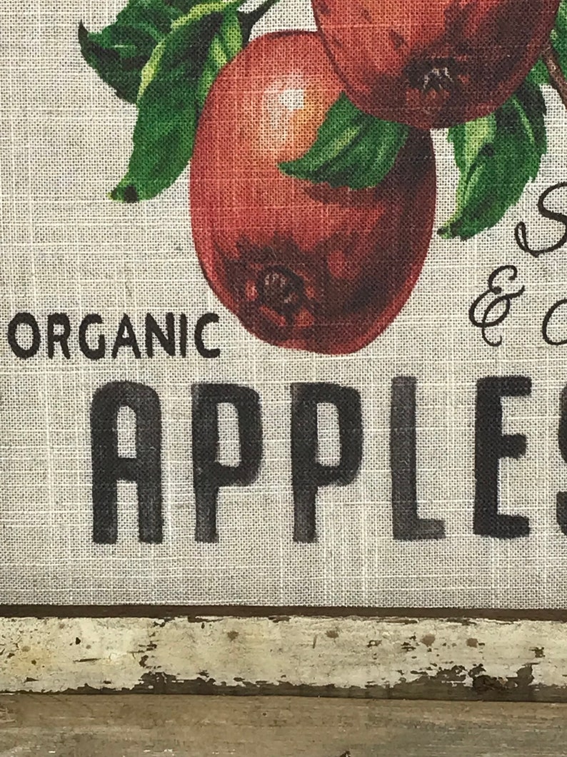 Apples Wall Art | 14" X 22" | Kitchen Wall Decor | Linen Wall Hanging ...