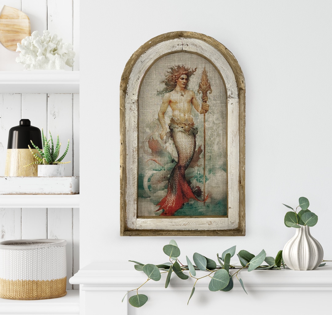 Merman Wall Art | 14" X 22" | French Poster Wall Art | Linen Wall ...