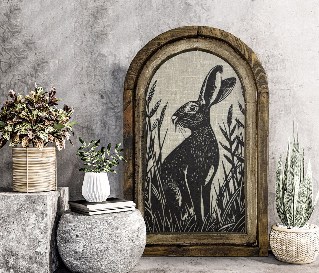 Rabbit Wall Art | 14" X 22" | Arch Window Frame | Bunny Decor ...