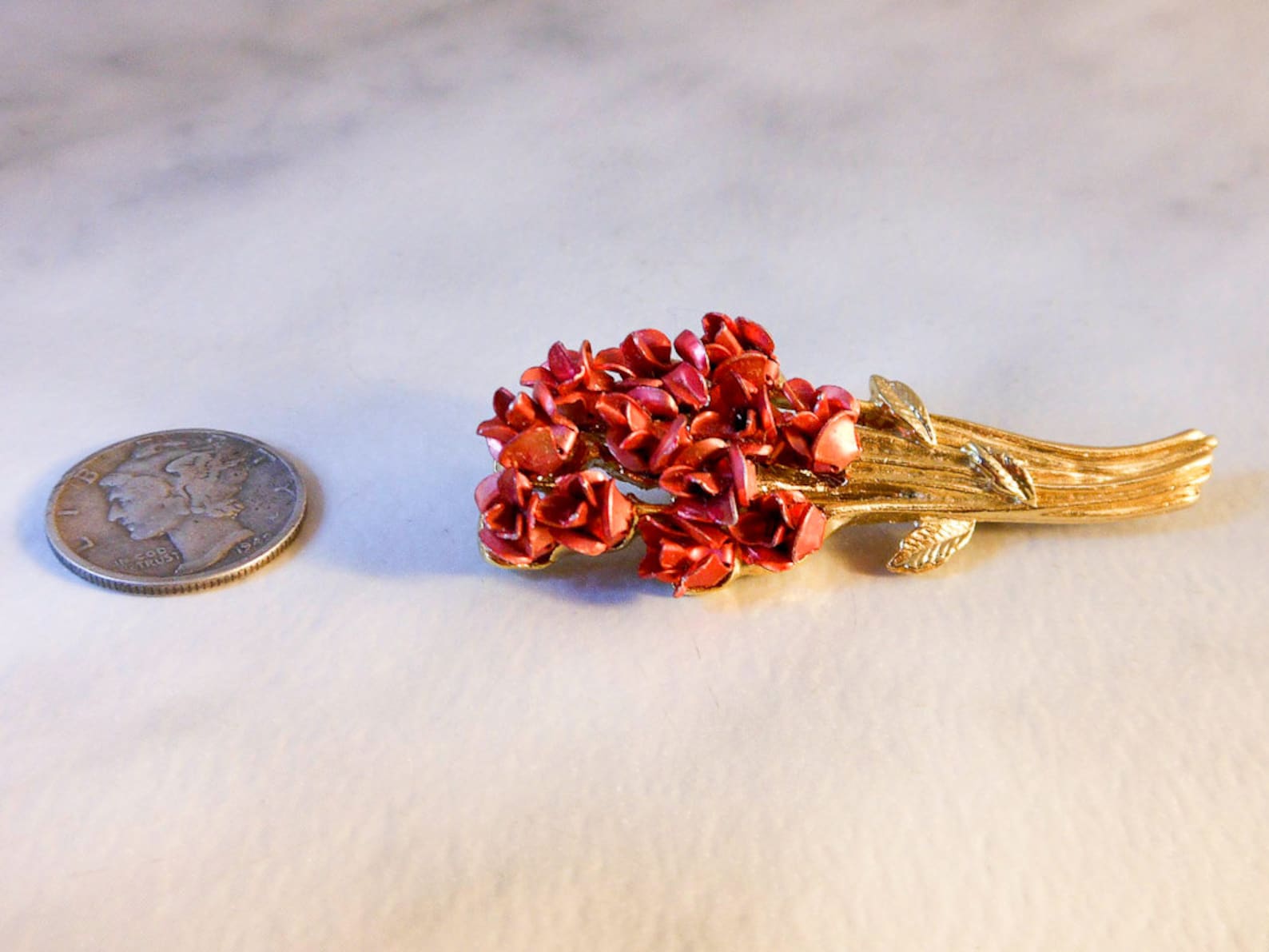 Vintage Danbury Mint Red Roses Brooch Pin - Etsy