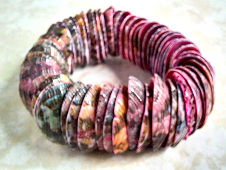 Vintage Purple Calico Shell Stretch Bracelet Lavender Color - Etsy