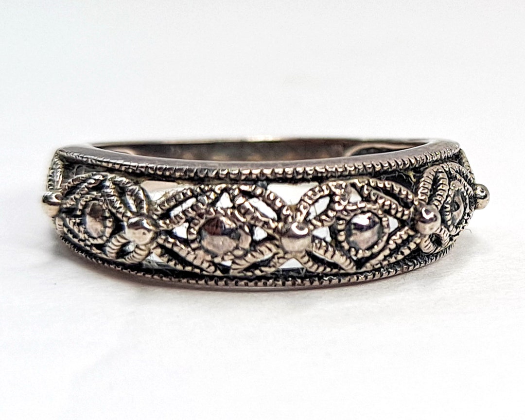 Vintage RJ Sterling Silver Filigree Bead Ring Size 7 - Etsy