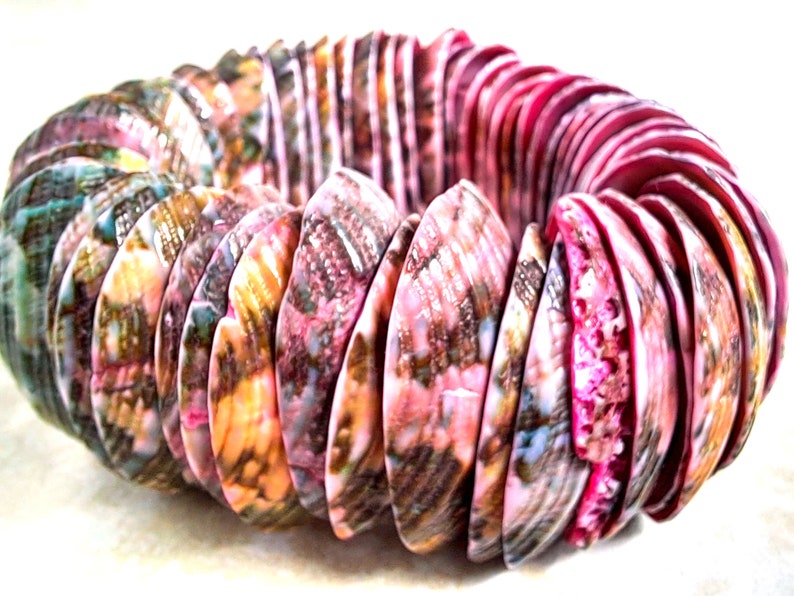 Vintage Purple Calico Shell Stretch Bracelet Lavender Color - Etsy