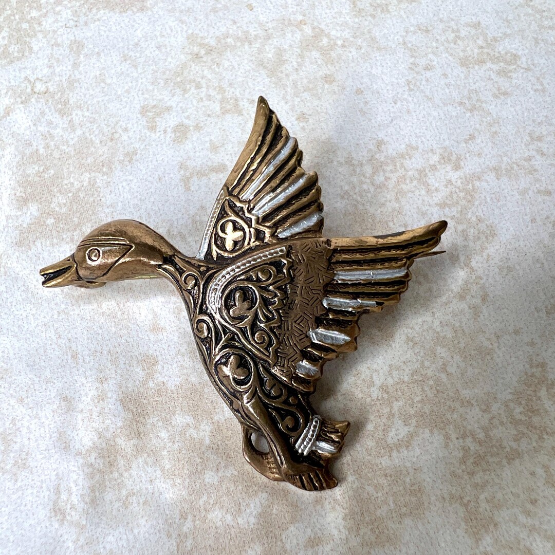 Vintage Brass Duck Brooch Pin Pendant Made in Spain - Etsy