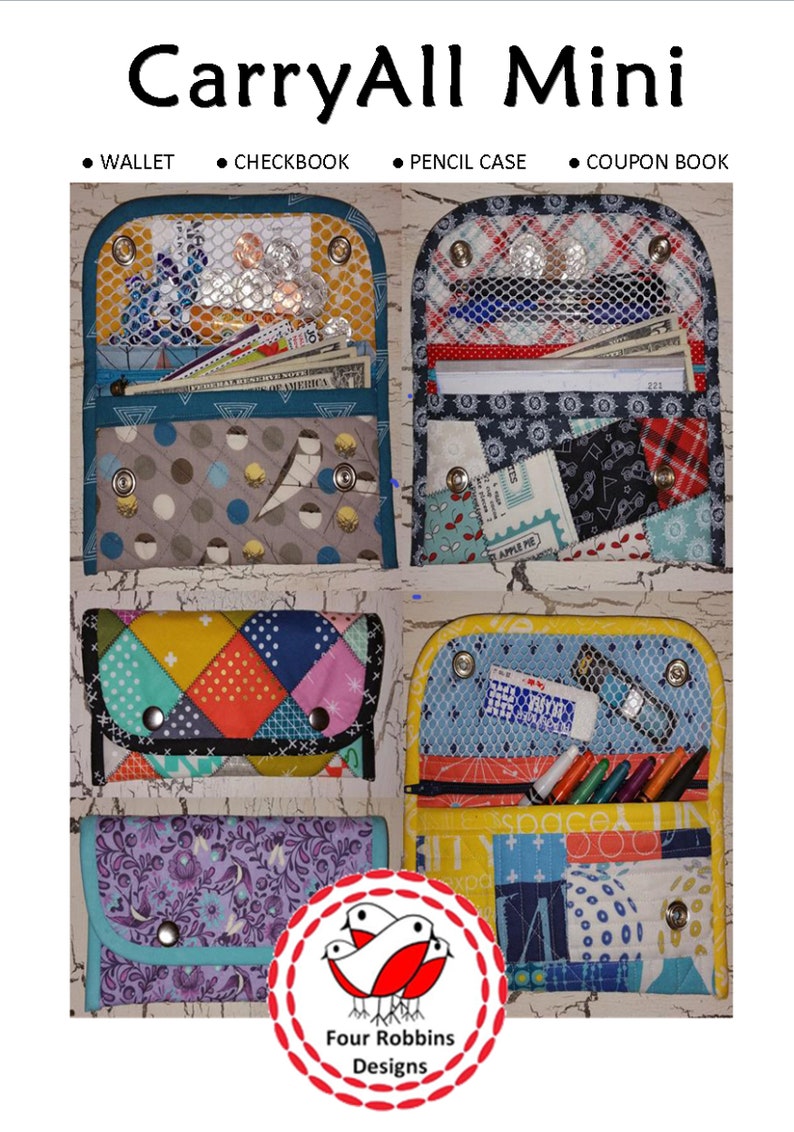 Carryall Mini Pouch PDF Pattern – Zipper Wallet, Pencil Case & Coupon ...