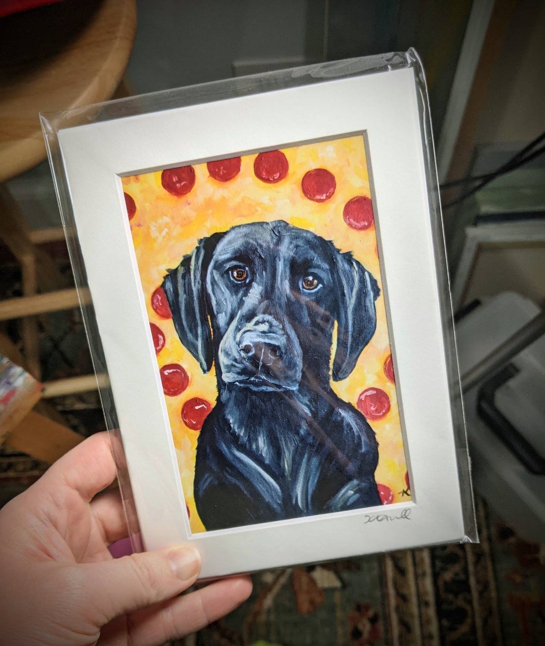 Black Lab Art Print, Black Labrador Painting, Funny Lab Painting, Black ...