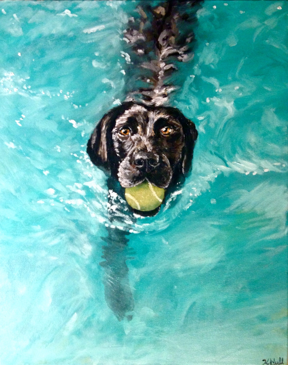 Black Lab Swimming Matte Print - Etsy