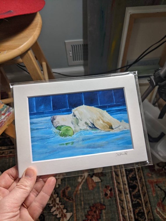 Yellow Lab Swimming Art Print Yellow Labrador Yellow Lab | Etsy