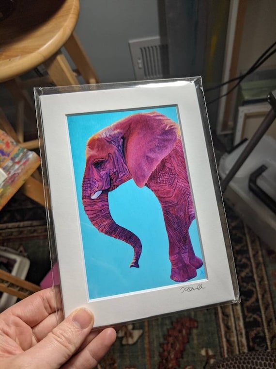 Elephant Art Print Pink Elephant Painting Elephant Oil - Etsy