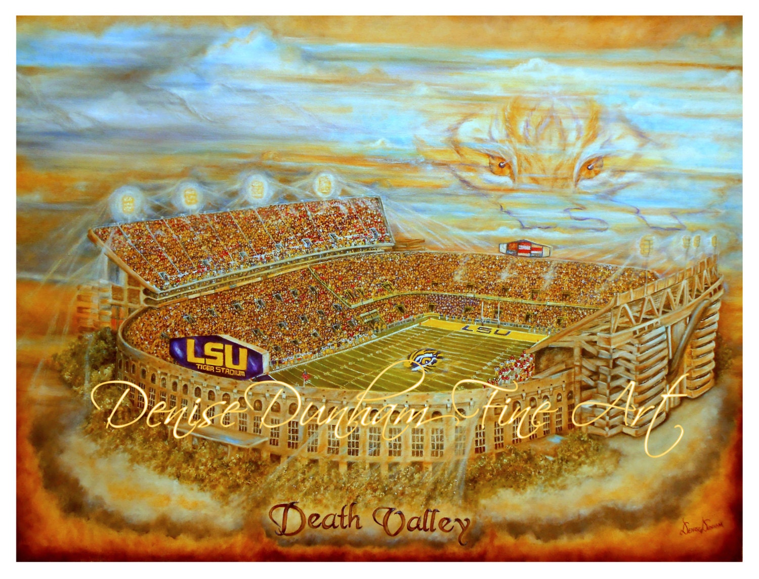 LSU stadiumDeath Valley Giclee art LSU | Etsy