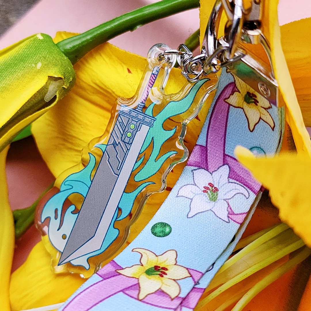 Final Fantasy 7 Lanyard With Buster Sword Acrylic Keychain - Etsy