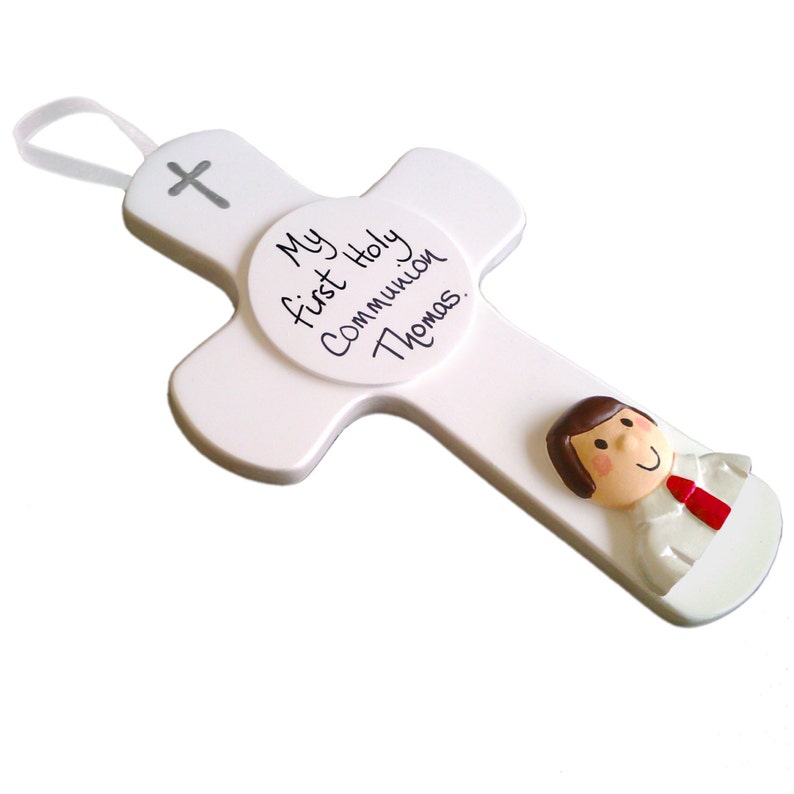 Personalised 1st Holy Communion Cross BOY Red Tie DARK - Etsy