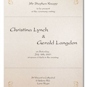 Sparking Hand-made Personalised Gold Wine Pearl Wedding Invitations ...