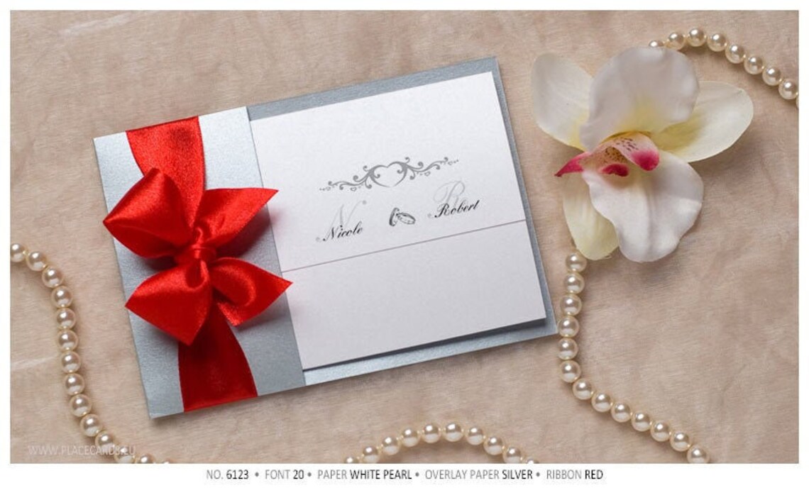 Hand-made Wedding Invitations, Silver and Red Cards Invitations Red ...