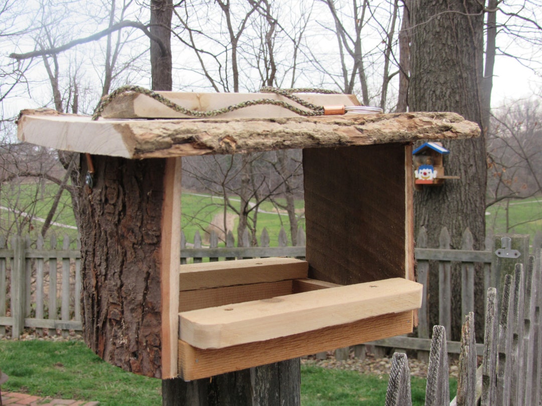 Natural, Bark Flythru Birdfeeder, Hanging Seed Feeder - Etsy