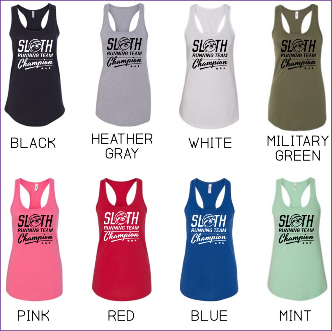 Funny Workout Tanks for Women, Sloth Running Team Champion Shirt, Cute ...