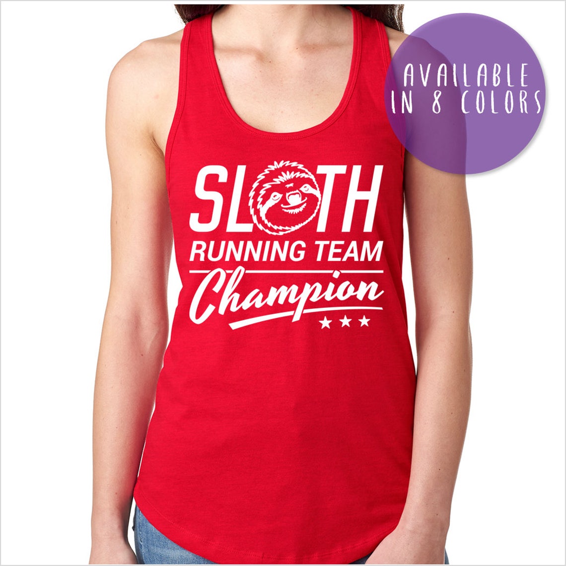 Funny Workout Tanks for Women, Sloth Running Team Champion Shirt, Cute ...