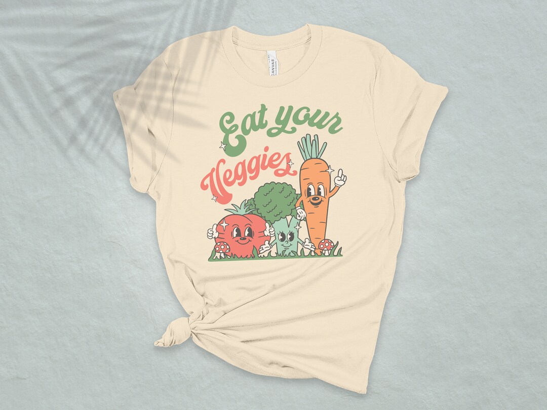 Cute Oversized Tshirt Printed With Retro Eat Your Veggies Design, Plus ...