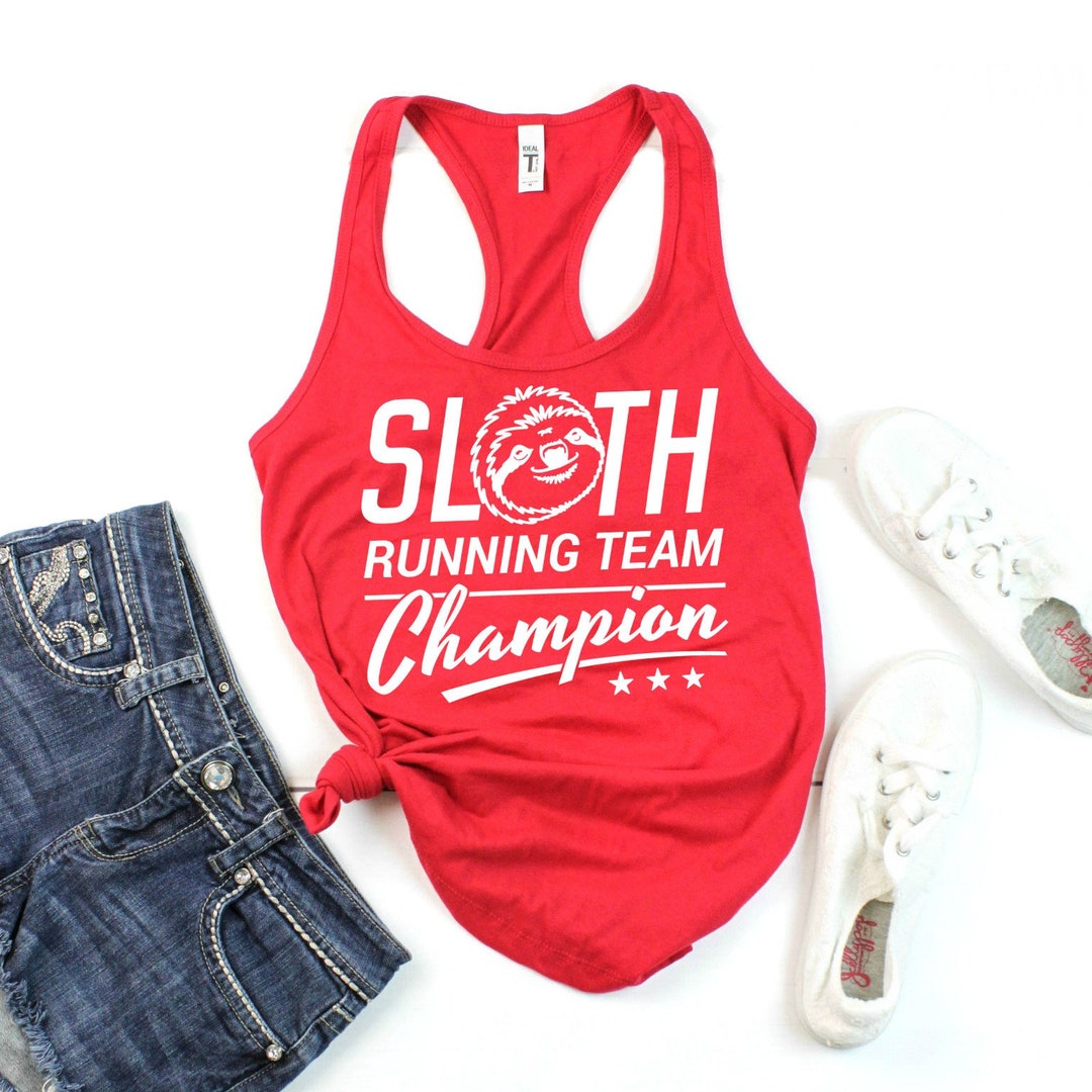 Funny Workout Tanks for Women, Sloth Running Team Champion Shirt, Cute ...