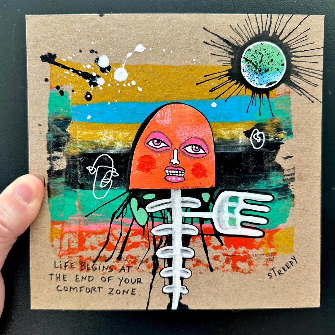 Original Art “life Begins at the End of Your Comfort Zone” by Mary ...