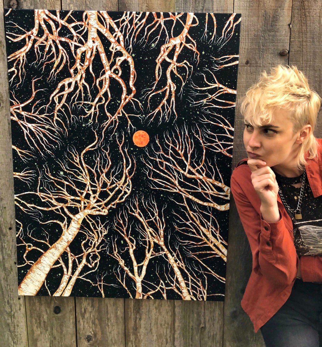Original Art "blood Moon” Tree Painting by Mary Streepy 2022 - Etsy