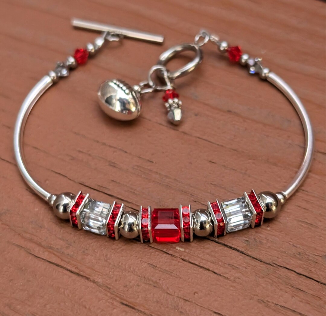 Ohio State Buckeyes Bracelet: Red & Gray European Crystal Jewelry - Etsy