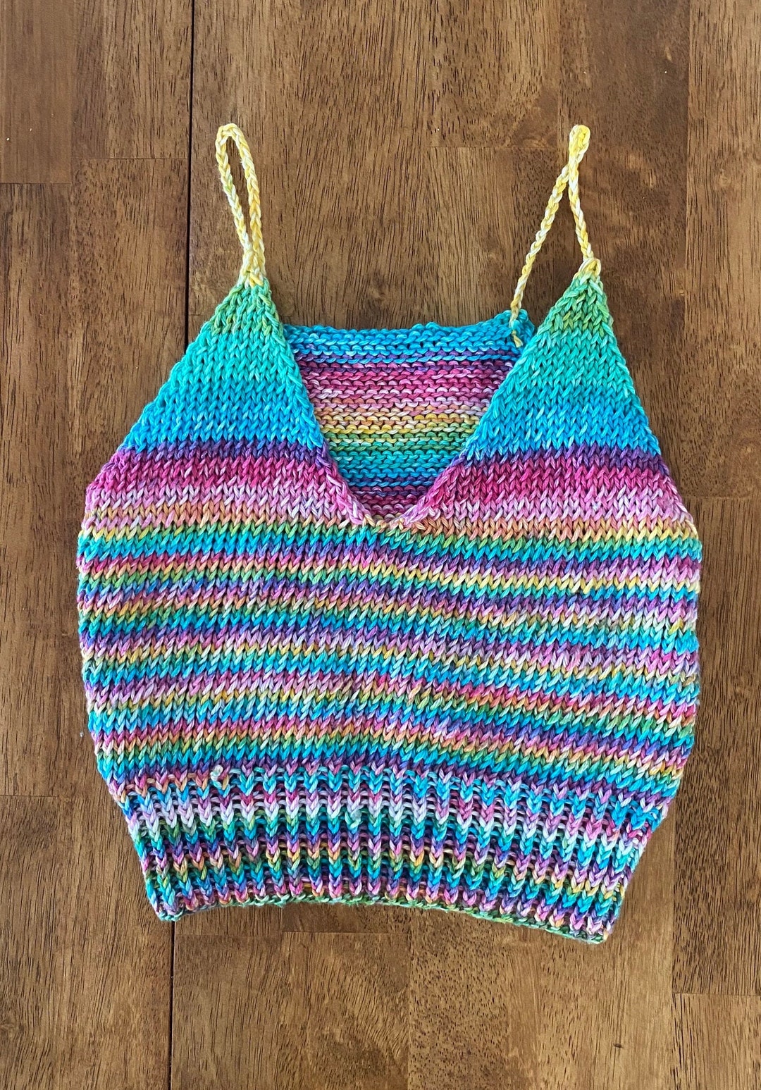 Basic Bralette, Knit Top, Rainbow Bright, Size Medium - Ready to Ship ...