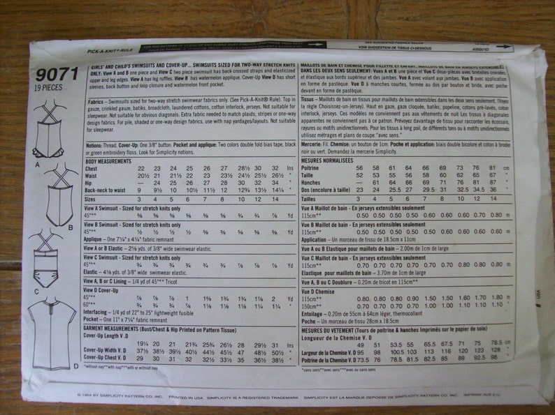 Simplicity 9071, Child's Swimsuits - Etsy