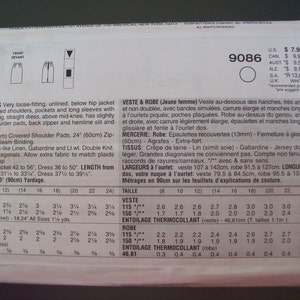 Vogue 9086, Ultra EZ Vogue, Misses Jacket, Misses Dress - Etsy